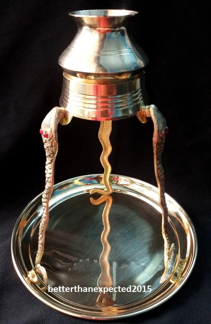 BIG 9& BRASS Pouring / Abhishek Lota Stand For Shivling Shiva Lingam ...