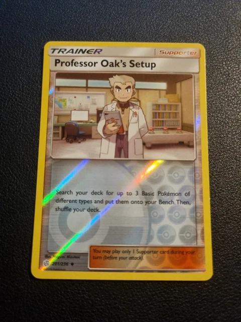 REVERSE HOLO POKEMON Sun Moon Cosmic Eclipse Card Professor Oak's Setup ...