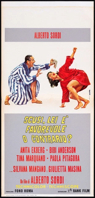 SCUSI, LEI E' Favorevole O Contrario? (2° Tipo) Locandina 1966 Playbill ...