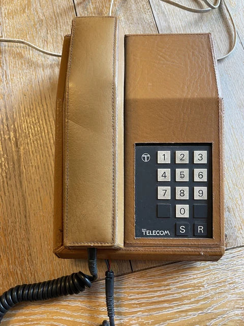 VINTAGE B. T. Rhapsody Tan Leather Push Button Telephone 1980’s Retro ...
