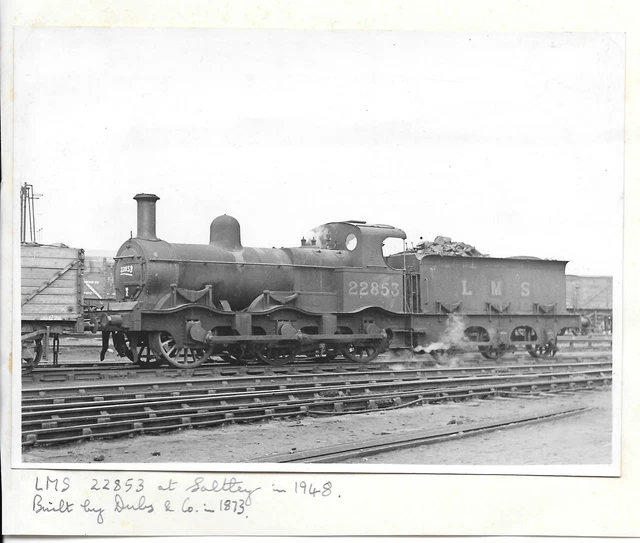 LMS RAILWAY LOCOMOTIVE 22853 at Saltney 1948 built Dubs & Co 1873 real ...