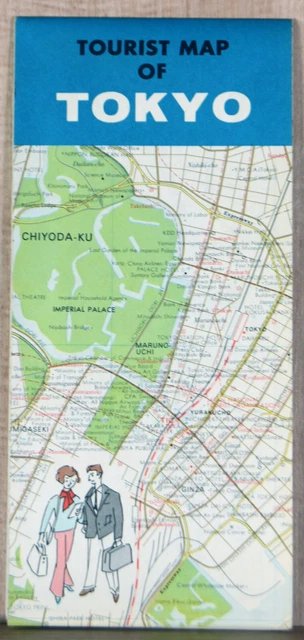 VINTAGE FOLDED TOURIST Map Tokyo Metropolis Japan Ueno Asakusa ...