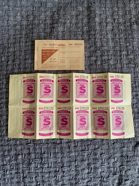 VINTAGE 2201CC MOTOR Fuel Ration Book and Stamps 1960s/70s Unused ...