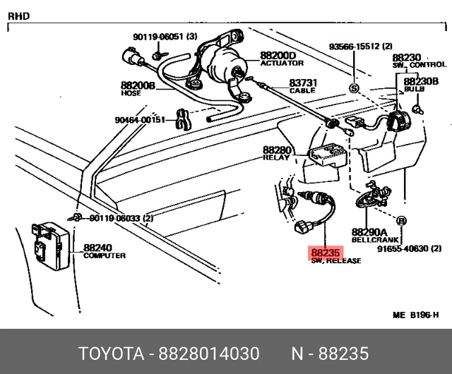 GENUINE OE SWITCH assy, clutch, 8828014030 for TOYOTA 88280-14030 £17. ...