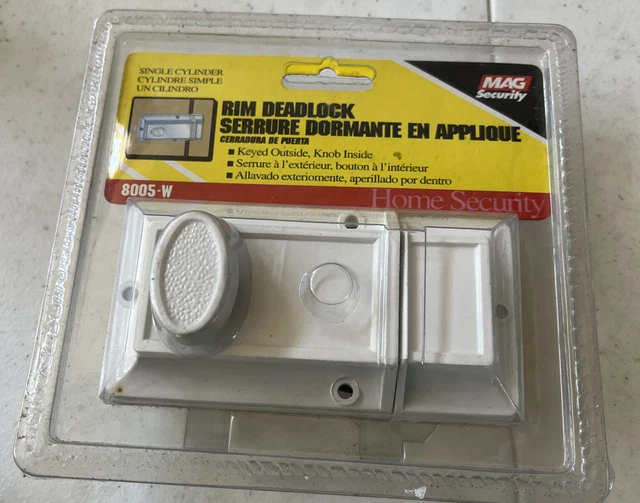 MAG SECURITY WHITE Single Cylinder Rim White Deadlock #8005-W EUR 20,98 ...