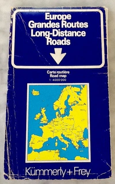 EUROPE GRANDES ROUTES Long-Distance Roads Map by Kummerly + Frey 1976 ...