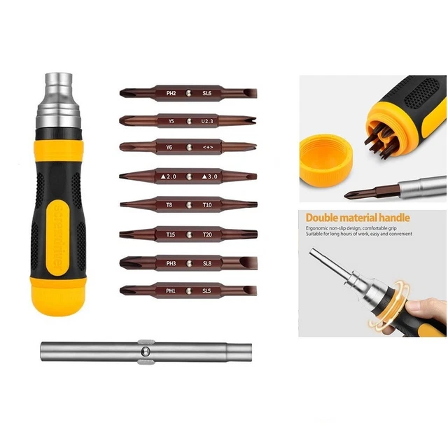 19 IN 1 Multi-Purpose Detachable Two-Way Ratchet Screwdriver Anti Slip ...