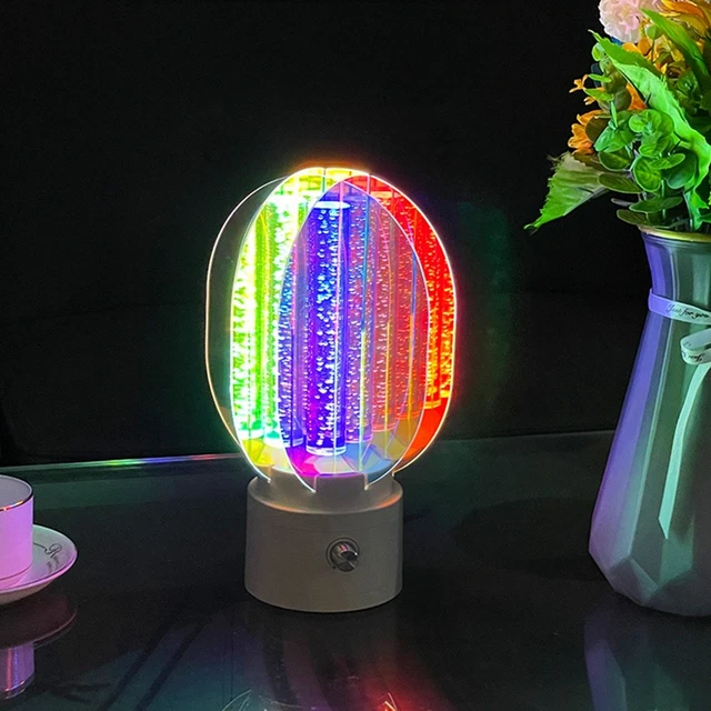 LED DAZZLE COLOUR Rotating Ambient Bedroom Table Lamp Charging ...