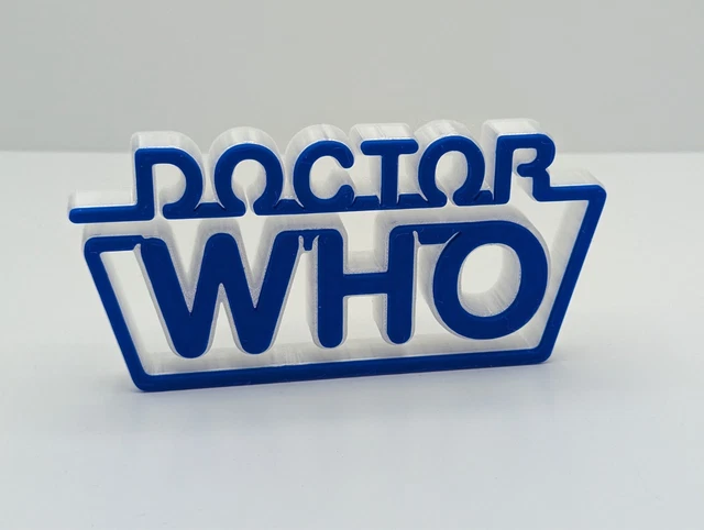 DOCTOR WHO 80S logo - 200mm wide -3d Printed logo for desk or wall ...