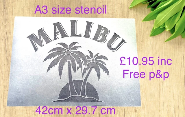 RUM STENCIL FOR Painting Walls Furniture Airbrush Template Malibu Bar ...