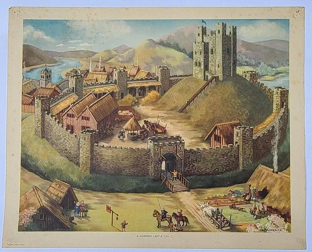 ORIGINAL 1950S MACMILLAN'S School Poster Norman Castle 12th C £20.00 ...