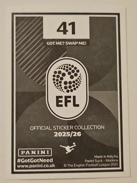 PANINI EFL 2025/26 Sticker DION DE NEVE #41 Blackburn Rovers £1.22 ...