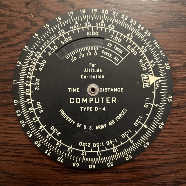 VINTAGE US ARMY Air Forces Military Time Distance Computer dial type D ...