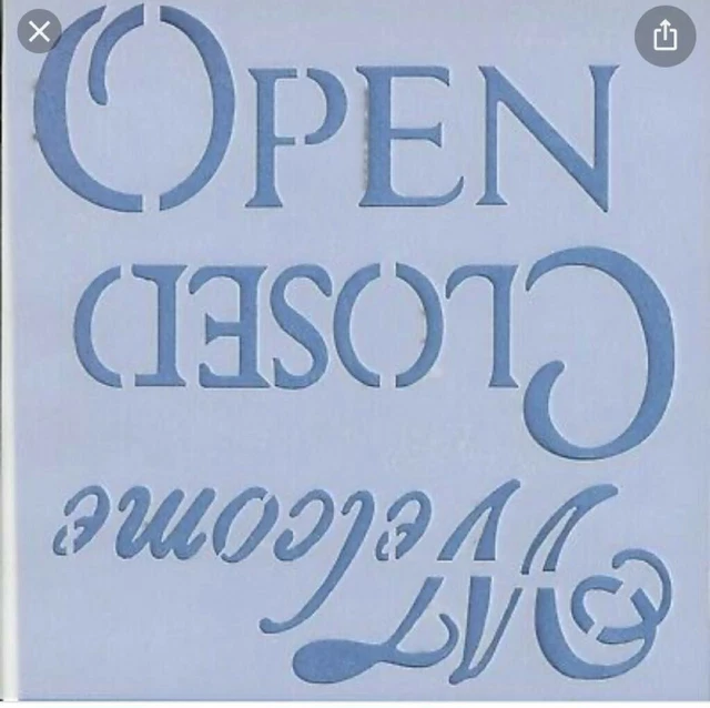 STENCIL, OPEN,CLOSE, WELCOME 13cm X 13cm sign shape, Decoupage New ...