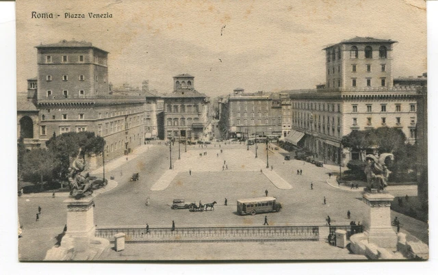 1938 ROMA PIAZZA Venezia tram auto d'epoca carrozze Guller Lucca FP B/N ...
