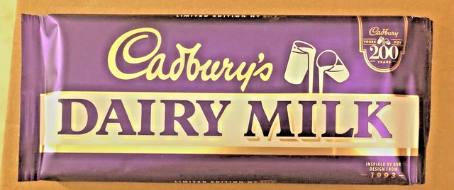 200YEAR SPECIAL EDITION big cadbury bar wrapper& chocolate split in ...