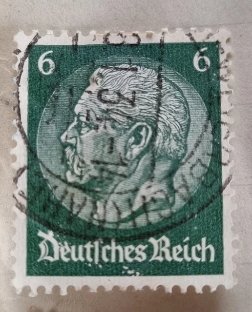 BRIEFMARKEN DEUTSCHES REICH Hindenburg 6 Pfennig dunkelgrün gestempelt ...