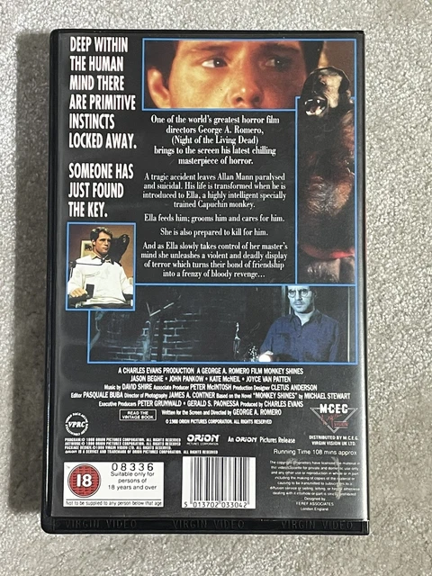 MONKEY SHINES VHS Big Box Ex Rental Horror £13.95 - PicClick UK