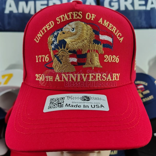 USA 250TH ANNIVERSARY Hat Cap Eagle 1776 2026 RED Veteran Gift Made In ...