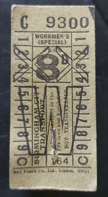 BIRMINGHAM CITY TRANSPORT & Tramways 100 Bell Punch Bus Tickets £3.00 ...