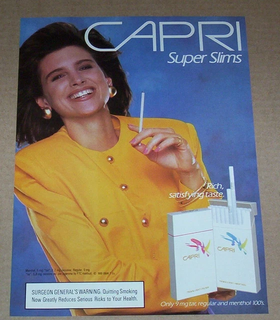 1990 PRINT AD page - Capri cigarettes Pretty Lady smoking tobacco ...