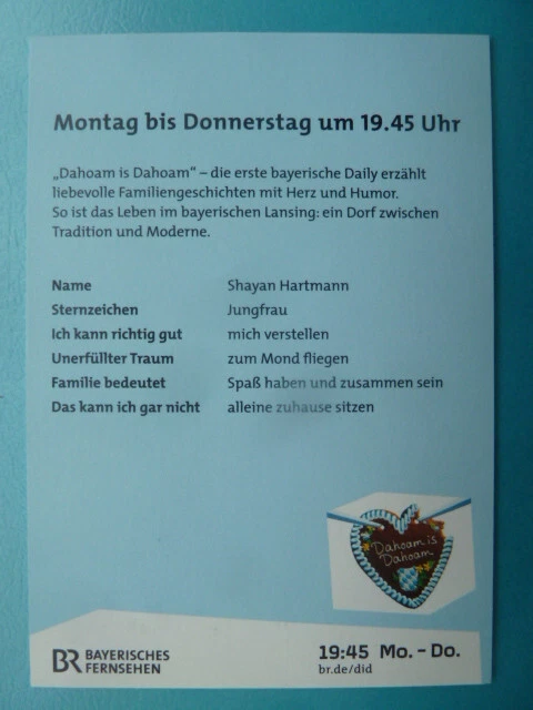 -KE- SHAYAN HARTMANN (Felix Kramer), Karte "Dahoam is Dahoam" EUR 2,69 ...