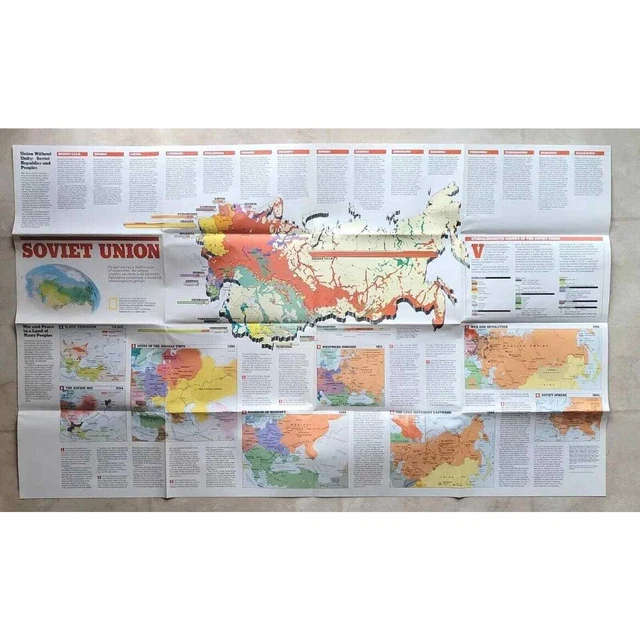 NATIONAL GEOGRAPHIC MAGAZINE March 1990 Map/Poster Soviet Union Russia ...