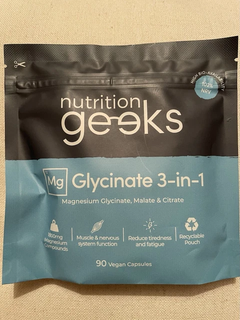 NUTRITION GEEKS MAGNESIUM Glycinate 3-in-1 Capsules Vegan, 90 capsules ...