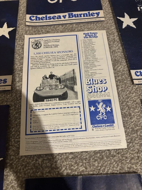 CHELSEA FC FOOTBALL Club Vintage Memorabilia Programmes 1976-77 Season ...