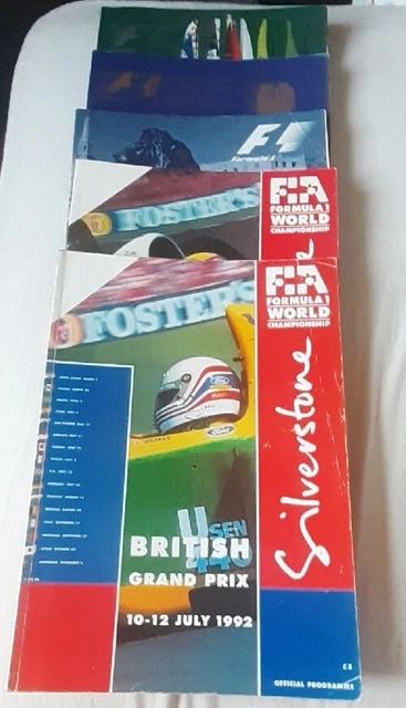 FORMULA 1 BRITISH Grand Prix Official Programme, 1992, 1993, 1998, 1999 ...