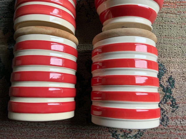 MARTIN GULLIVER MILK Jug,Tea, Sugar & Coffee Red Striped Ceramic ...