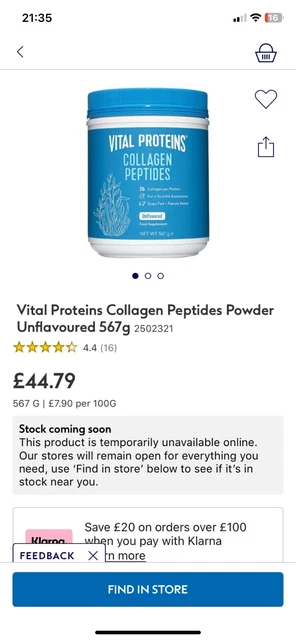 VITAL PROTEINS COLLAGEN Peptides Powder - 567g (11776) £27.00 - PicClick UK