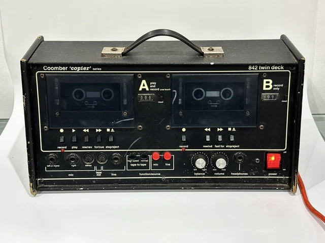 RARE COOMBER 842 Stereo Cassette Twin Deck Tape Recorder/Copier Vintage ...