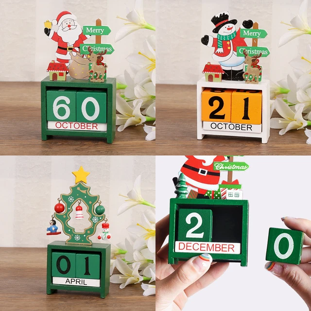 WOODEN CHRISTMAS ADVENT Calendar Detachable Countdown Calendar Block ...