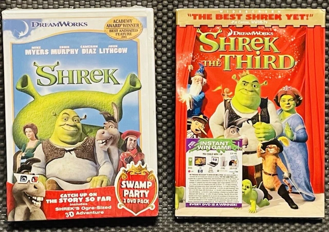 SHREK SWAMP PARTY 2 DVD reg. & 3D Pack & Shrek the Third DVD lot All ...