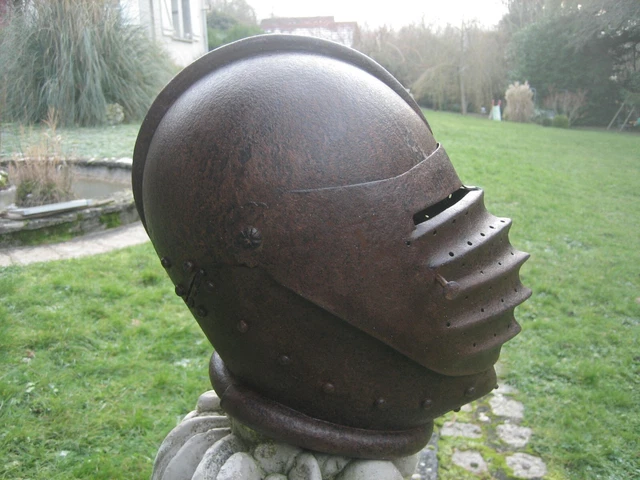 HEAUME, CASQUE D'ARMURE gothique, objet ancien, armet, bacinet, bel ...