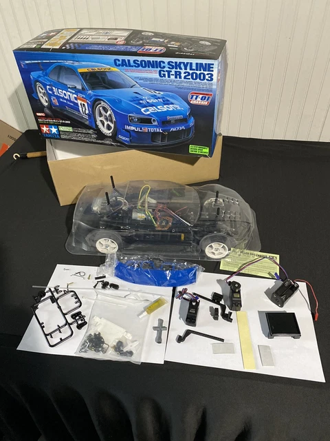Rare Vintage Calsonic R34 Nissan Skyline Gtr Tamiya 110 Rc Car Kit 1932