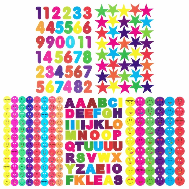 SCHOOL TEACHER REWARD Happy Faces Numbers Letters Stars Stickers Packs ...