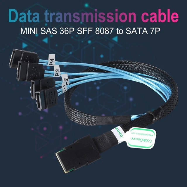 3.3FT INTERNAL MINI SAS SFF-8087 36P to 4 SATA 7P Forward Breakout Cable EUR 16,55 - PicClick FR