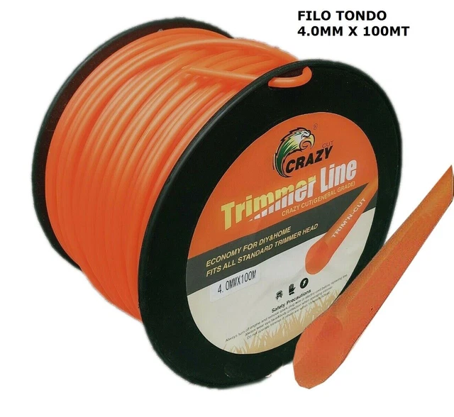 ROUND BRUSHCUTTER WIRE 4Mm Coil 100Mt Lawnmower Red Matass Cable £21.96 ...