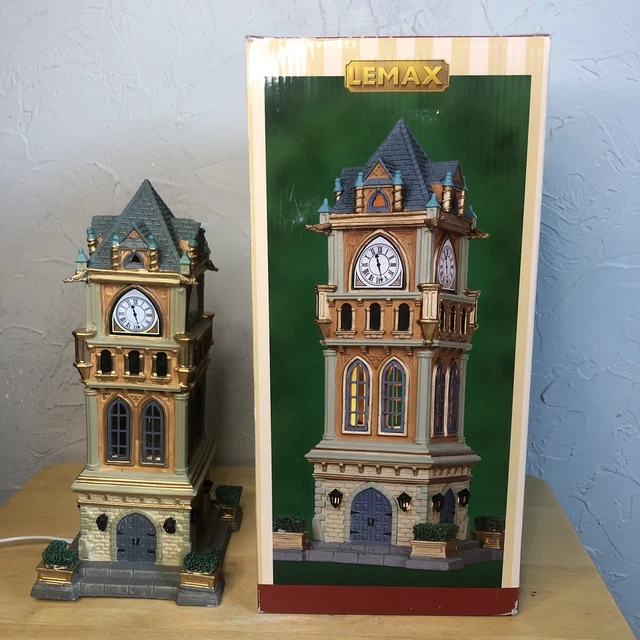 LEMAX VILLAGE COLLECTION MUNICIPAL CLOCK TOWER Lighted Building #05007/ ...