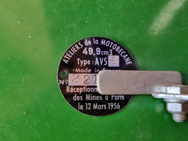 PLAQUE MINES MOTOBECANE MOTOCONFORT mobylette AV54 AV 54 1956 EUR 19,99 ...