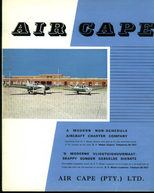 AIR CAPE AIRLINES Non-Schedule Charter information folder 1960s South ...