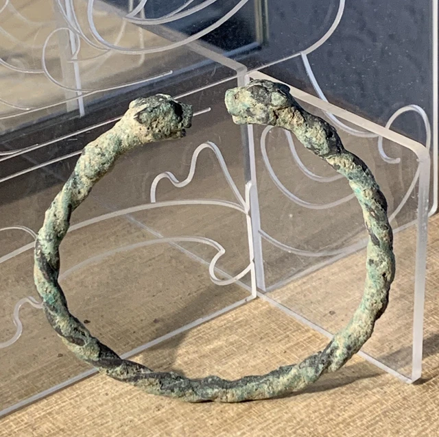 ANCIEN BRACELET ROMAIN, Bronze, II-III ème ap JC, Torsadé, 2 Têtes de ...