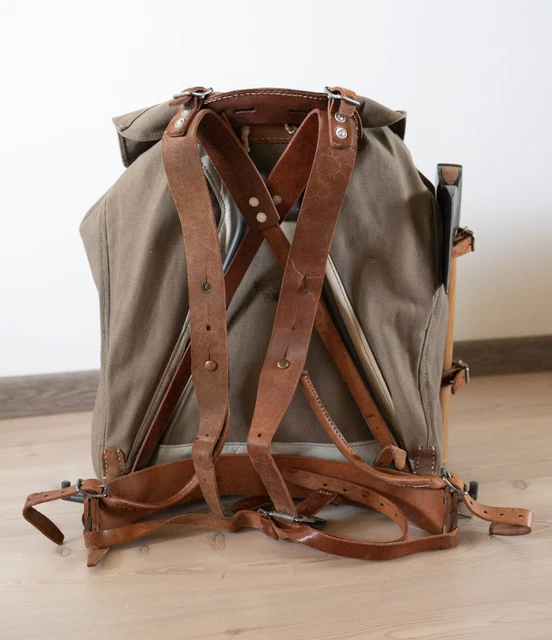 VTG WWII SWEDISH Army M39 Military Canvas Leather Backpack & Frame ...