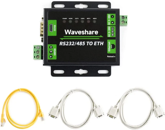WAVESHARE INDUSTRIAL RS232/RS485 to Ethernet Converter Dual Serial ...