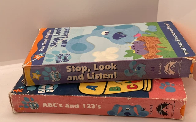 LOT OF TWO Vintage Blues Clues Steve VHS 2000 and 1999 Stop look Listen ...