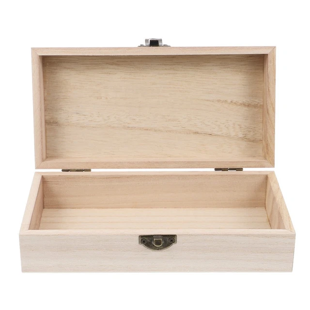 SMALL WOODEN BOX Unfinished Decorative Storage Boxes Trays for Home $24 ...