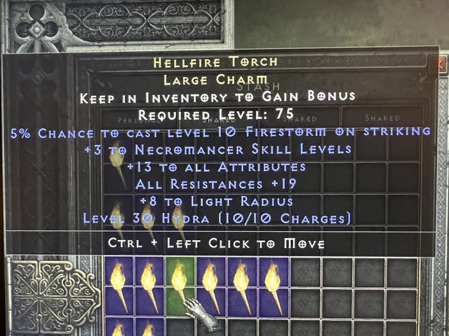 DIABLO 2 RESURRECTE Non Ladder Necro Hellfire Torch 13/19 Pc&XBOX&Ps4/5 ...