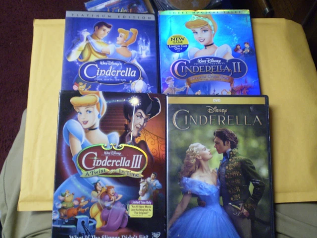 (4) DISNEY CINDERELLA Children's DVD Lot: Cinderella I, II & III + Live ...